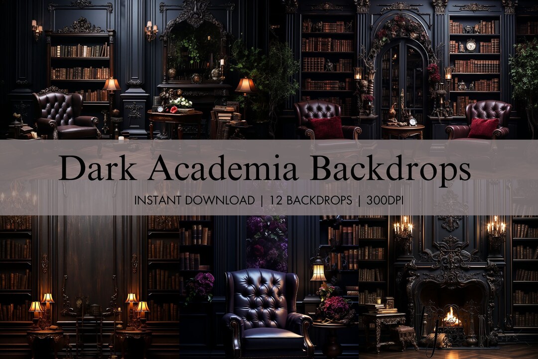 Digital Dark Academia Backdrops, Library Maternity Backdrop Overlays ...