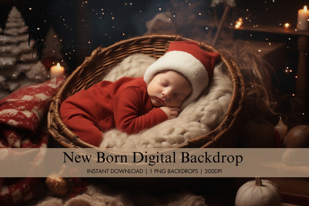 Newborn Digital Christmas Backdrop, Cozy Holiday Baby Digital ...