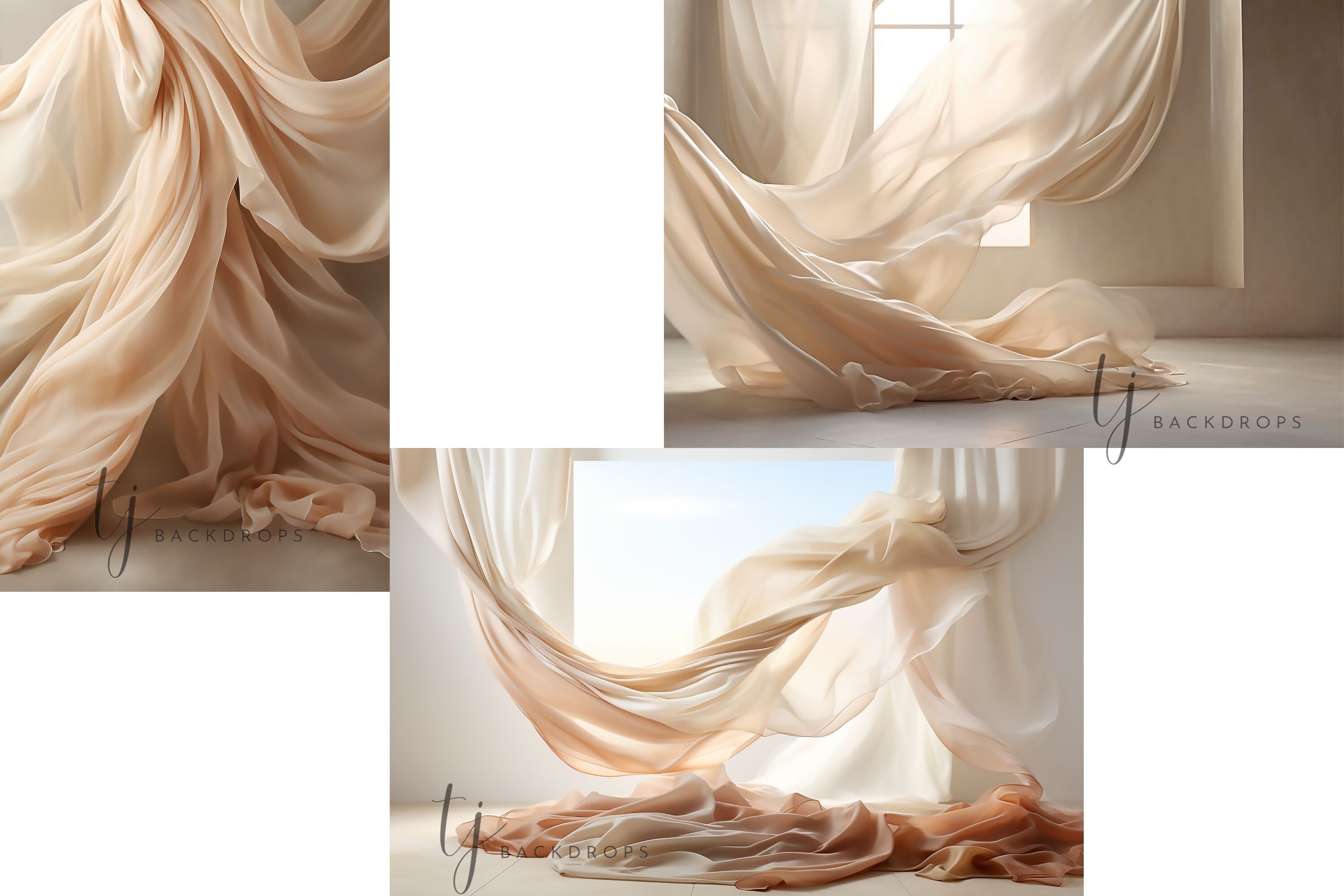 Digital Neutral Flowy Fabric Backdrops, Silk Maternity Backdrop ...