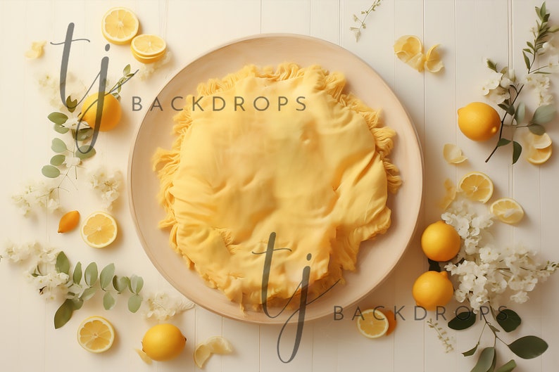 Newborn Digital Lemon Backdrop, Minimalist Citrus Fruit Digital ...