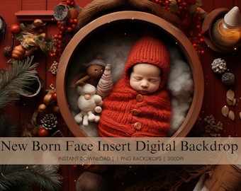 Newborn Fall Face Insert, Cozy Autumn Baby Digital Background, Newborn ...