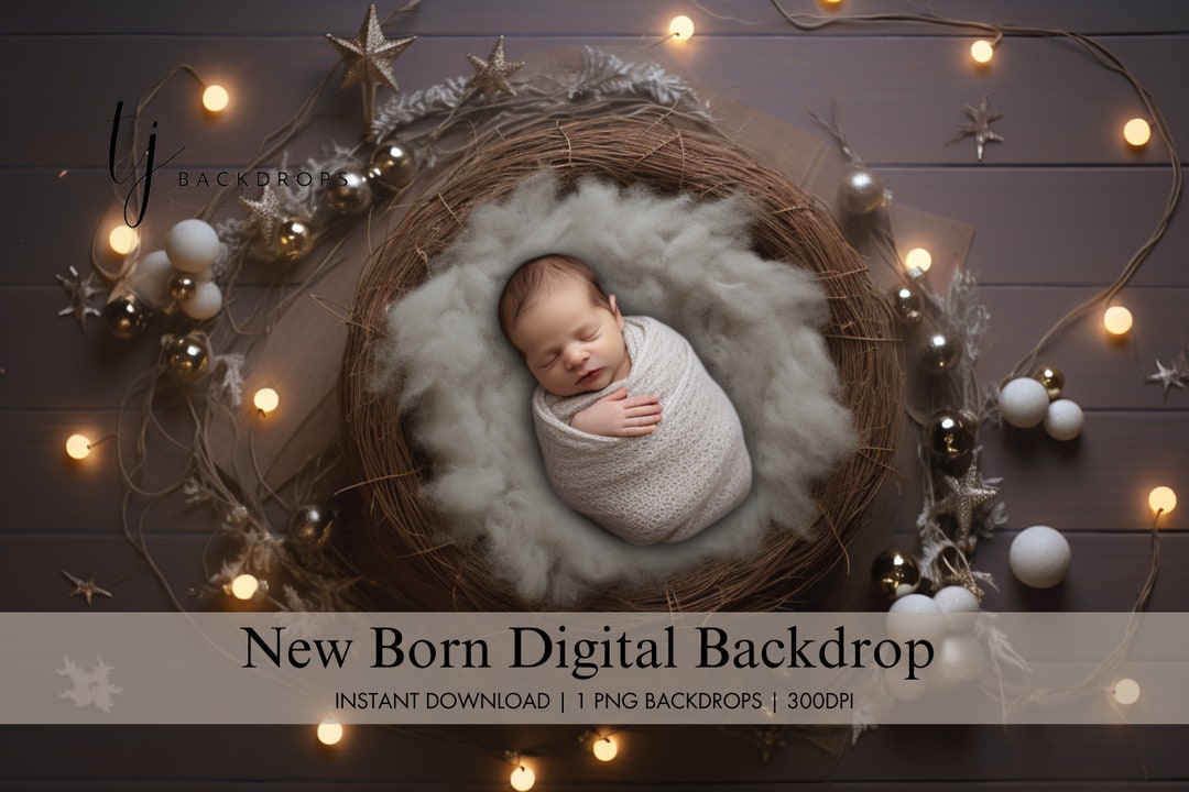 Newborn Digital Christmas Backdrop, Cozy Holiday Baby Digital ...