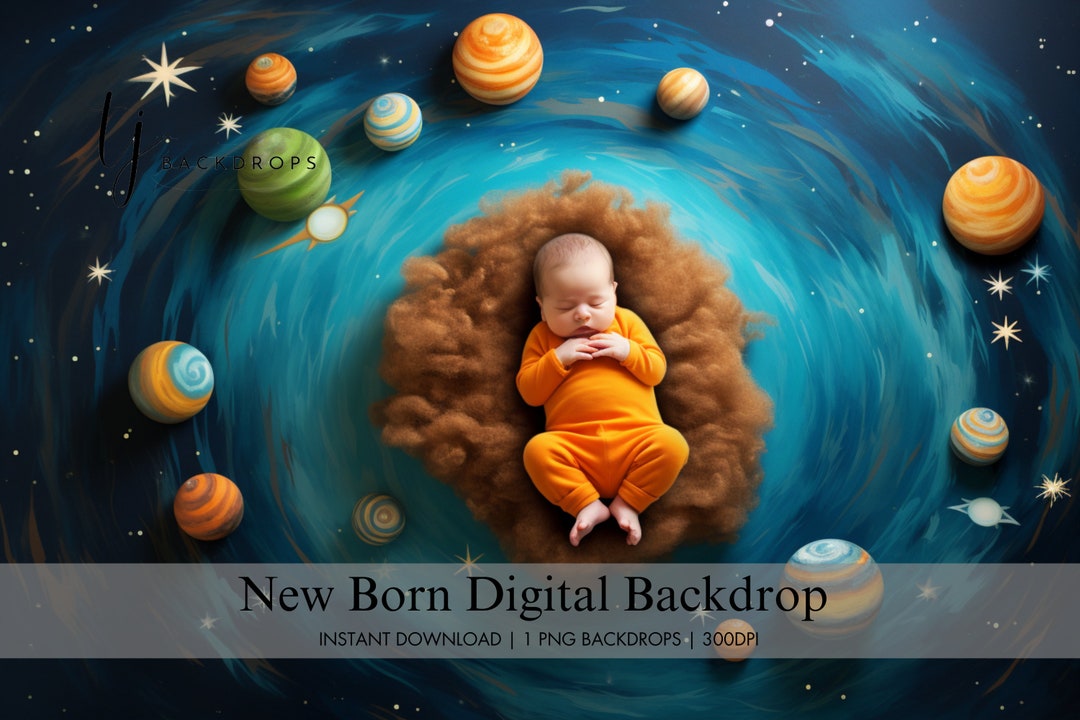 Newborn Space Digital Backdrop, Planets Background, Cosmic Virtual ...