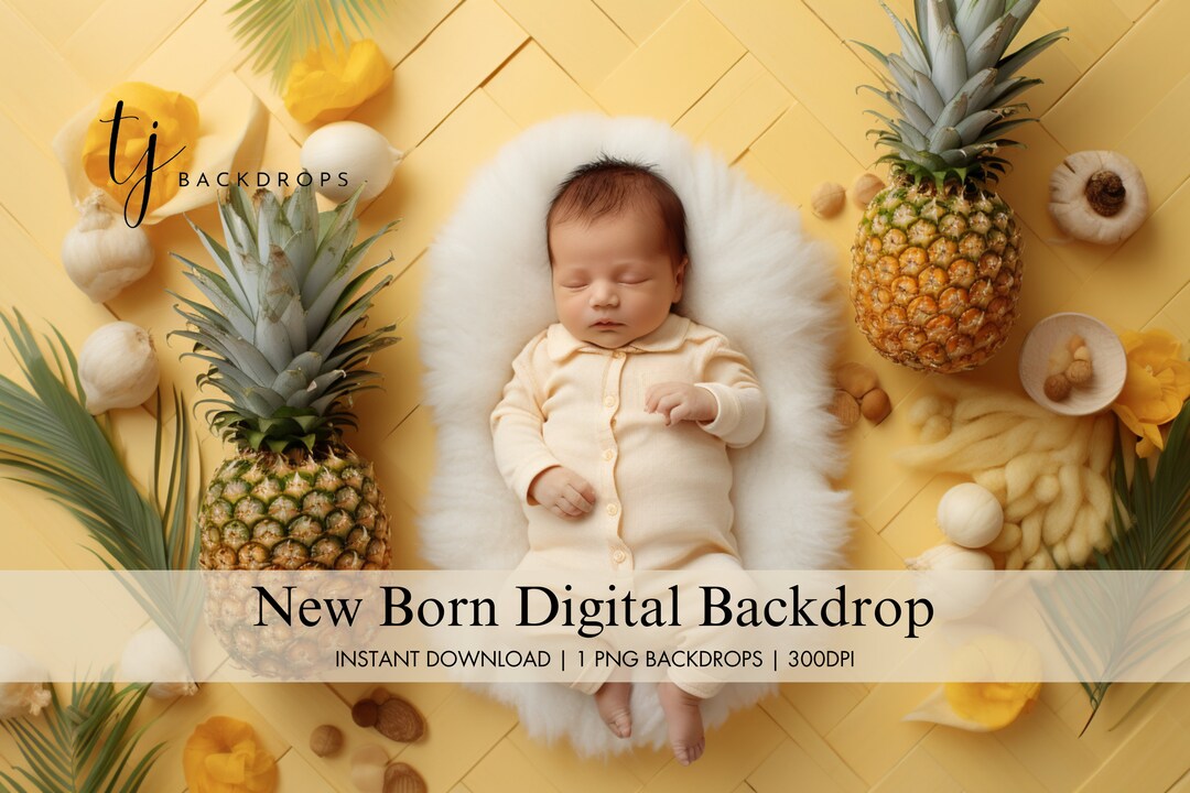 Newborn Digital Pineapple Backdrop, Minimalist Fruit Digital Background, Newborn Composite ...