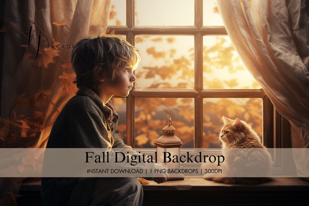 Fall Morning Digital Backdrop, Autumn Digital Background, Golden Hour ...
