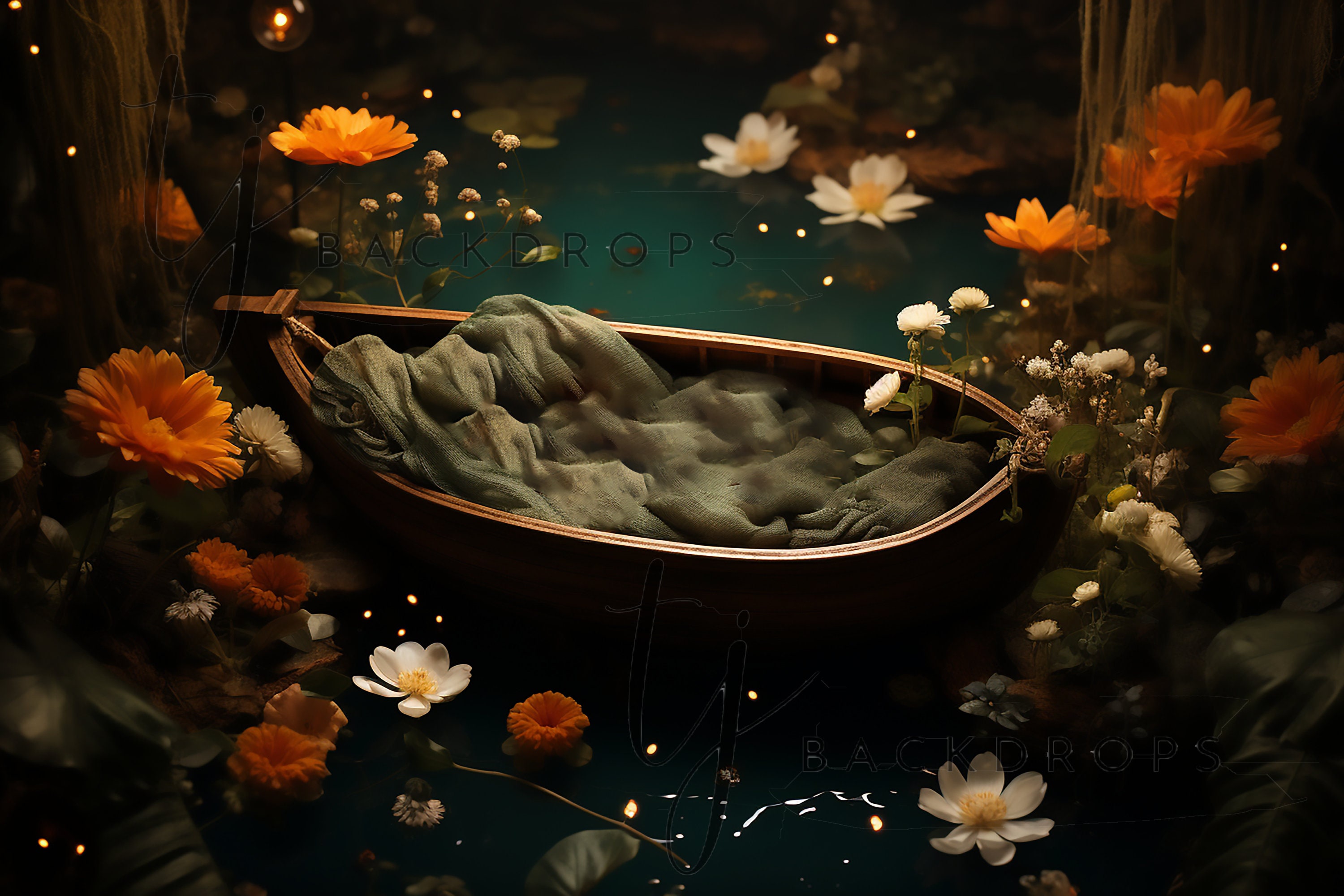 Newborn River Digital Backdrop, Cozy Boat Digital Background, Newborn ...