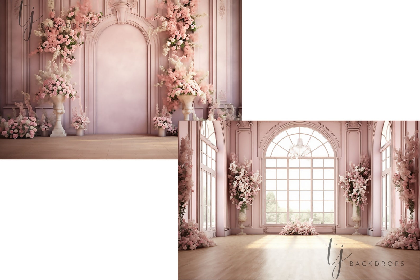 Digital Pink Floral Backdrops, Blush Maternity Backdrop Overlays ...