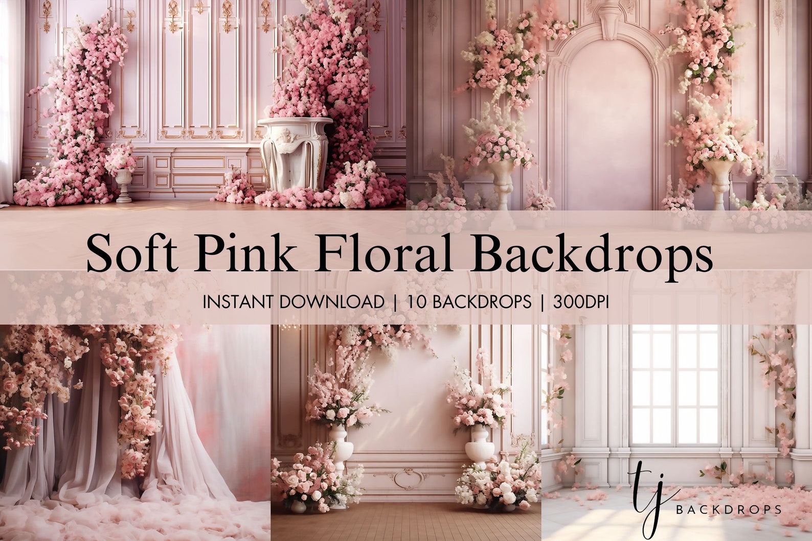 Digital Pink Floral Backdrops, Blush Maternity Backdrop Overlays ...