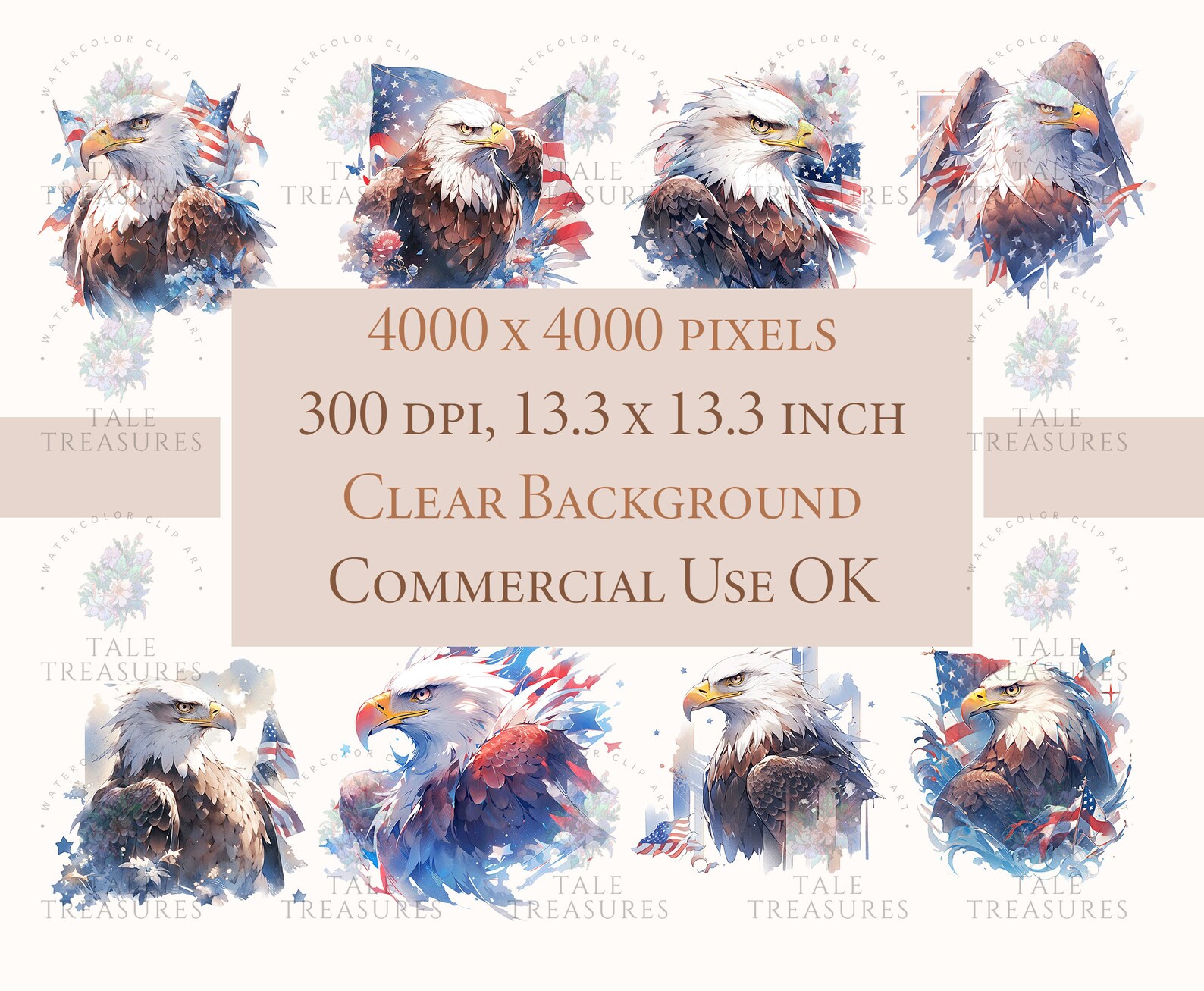 Watercolor Fourth of July Clipart, 4th of July Clipart, Downloadable ...