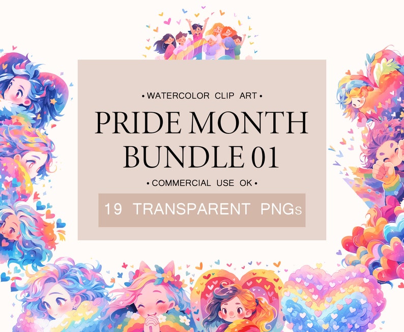 Watercolor Pride Month Clipart, Pride Month Clipart, Downloadable Clip ...