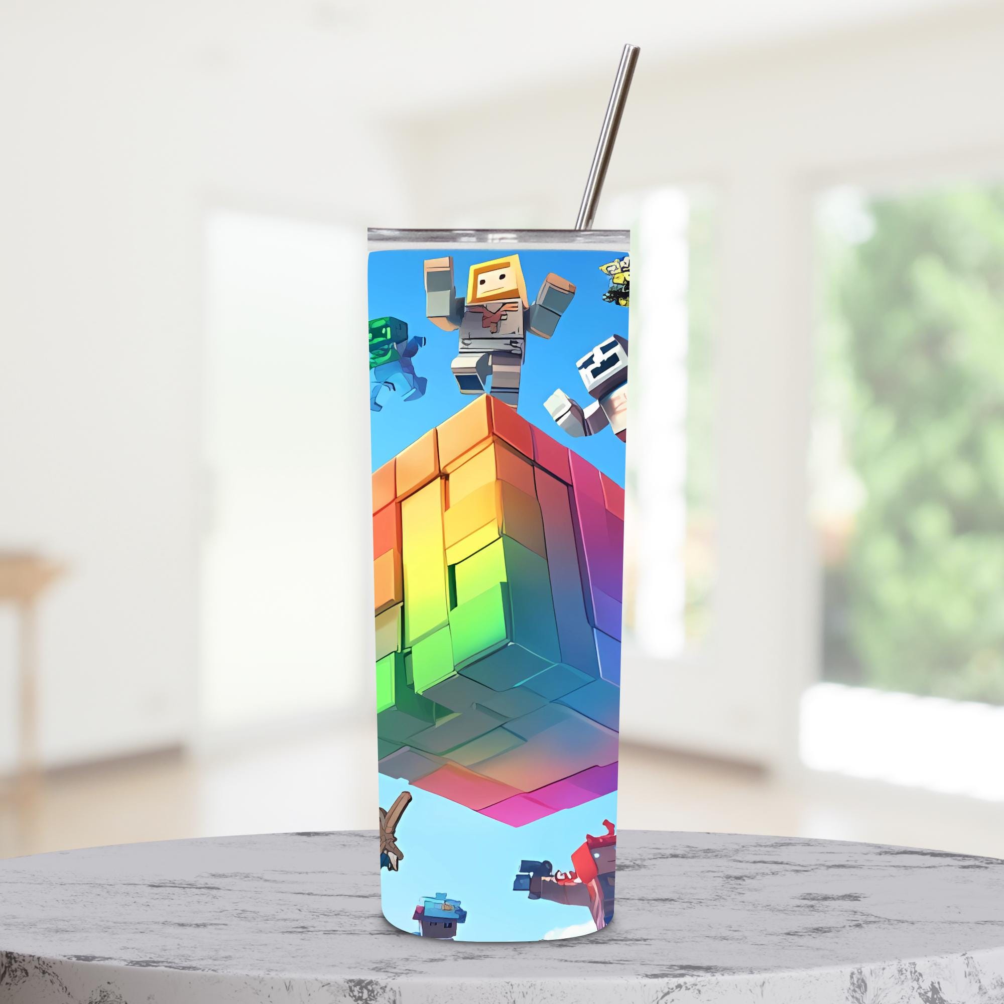 Minecraft Game Tumbler Pixel Characters Mine Craft Cube Tumbler Wrap ...