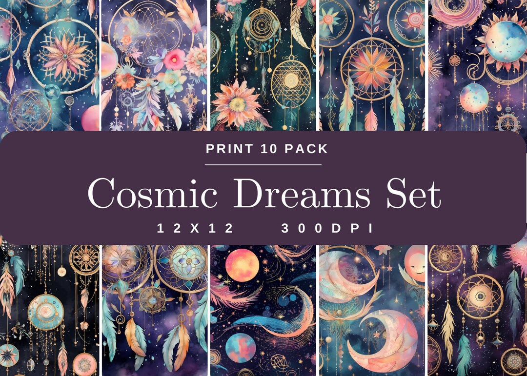 Cosmic Dreams 10 Pack Patterns, Digital Paper, Space Scrapbooking ...
