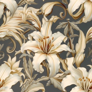 Baroque Style Lily 10 Pack Patterns, Digital Paper, Seamless Pattern ...