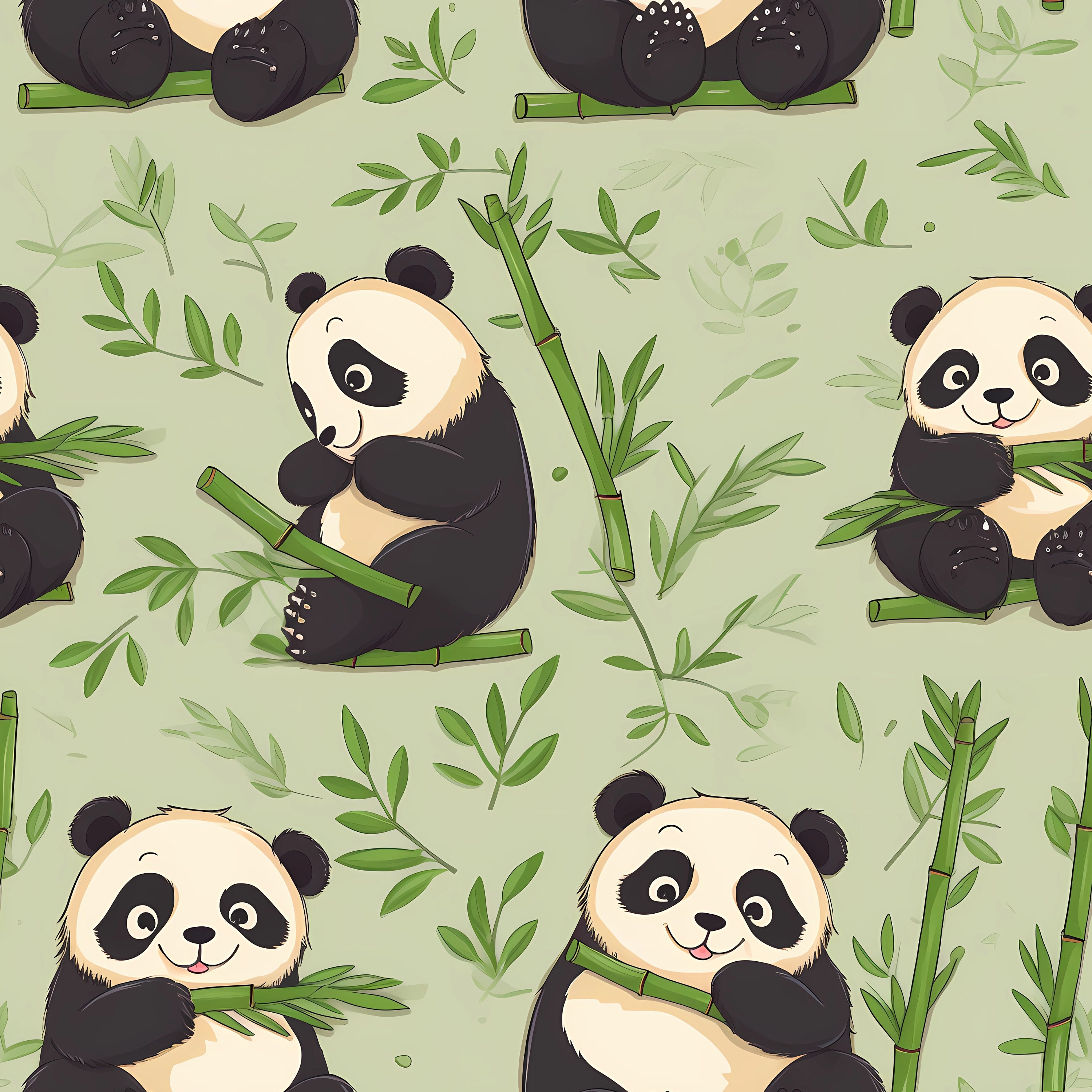 Cartoon Panda Seamless 10 Pack Patterns, Digital Paper, Seamless ...