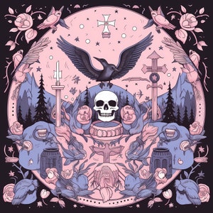 Pastel Goth 18 Pack Patterns, Digital Paper, Dark Scrapbooking, Skull ...