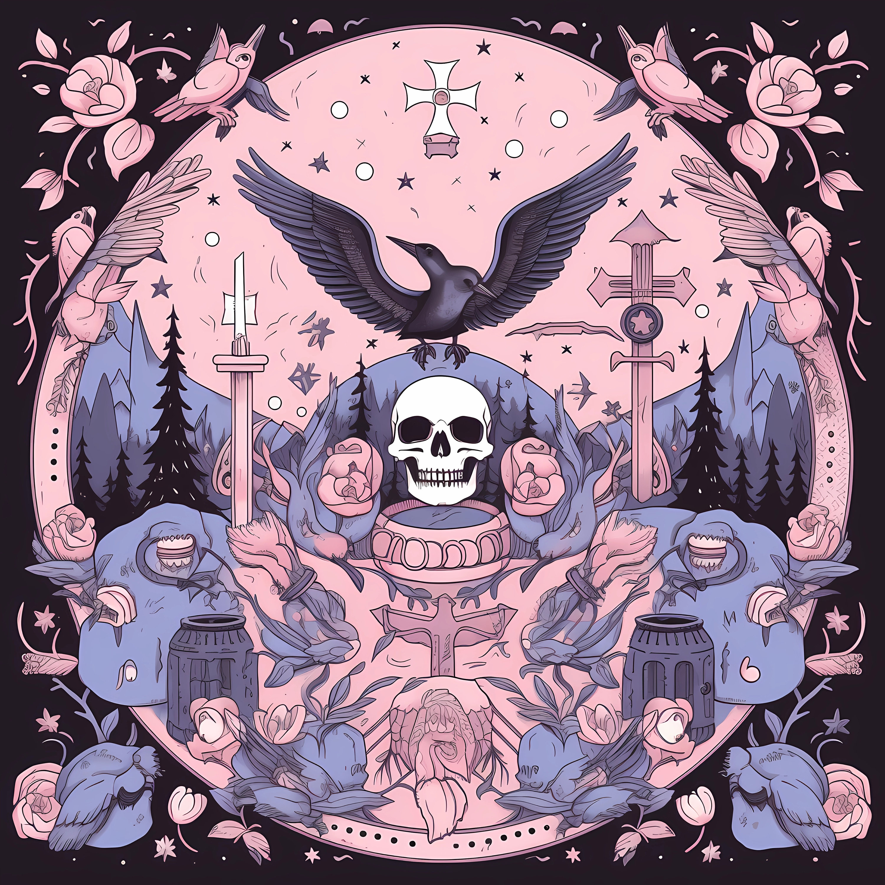 Pastel Goth 18 Pack Patterns, Digital Paper, Dark Scrapbooking, Skull ...