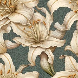 Baroque Style Lily 10 Pack Patterns, Digital Paper, Seamless Pattern ...