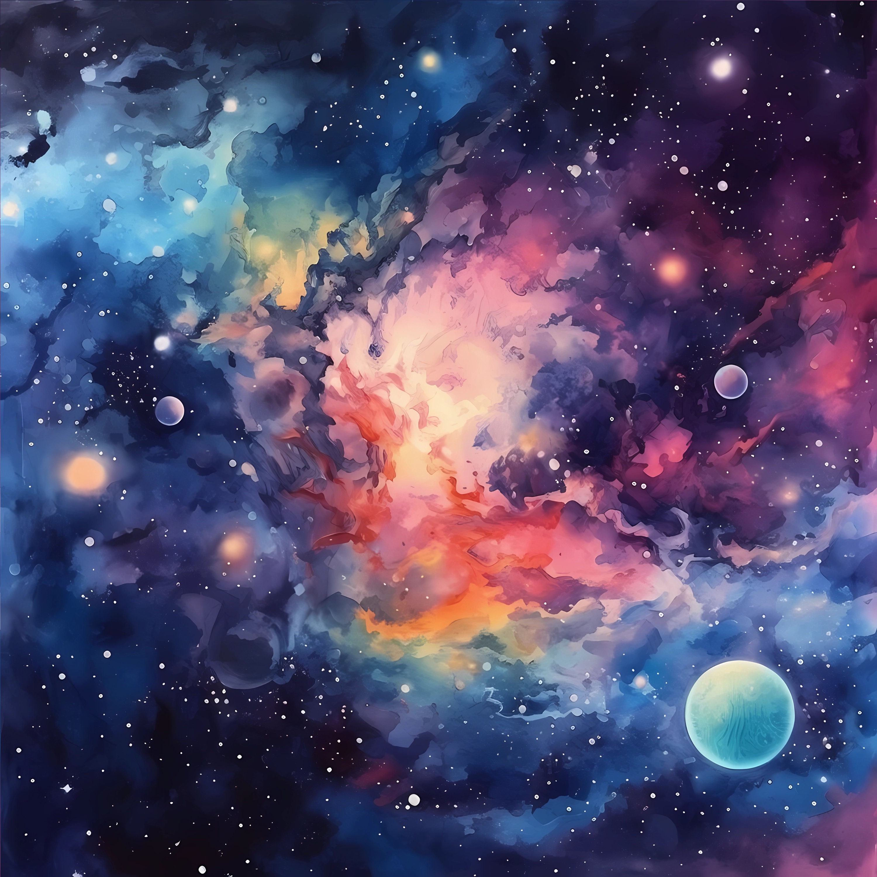 Celestial Watercolor 10 Pack Patterns, Digital Paper, Space ...