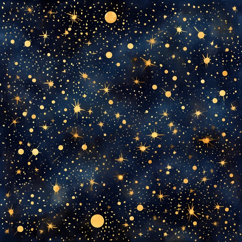 Starry Night Sky 10 Pack of Surface Pattern Designs Digital Paper, Star ...