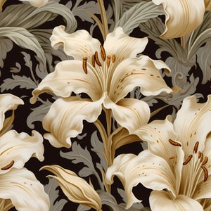 Baroque Style Lily 10 Pack Patterns, Digital Paper, Seamless Pattern ...