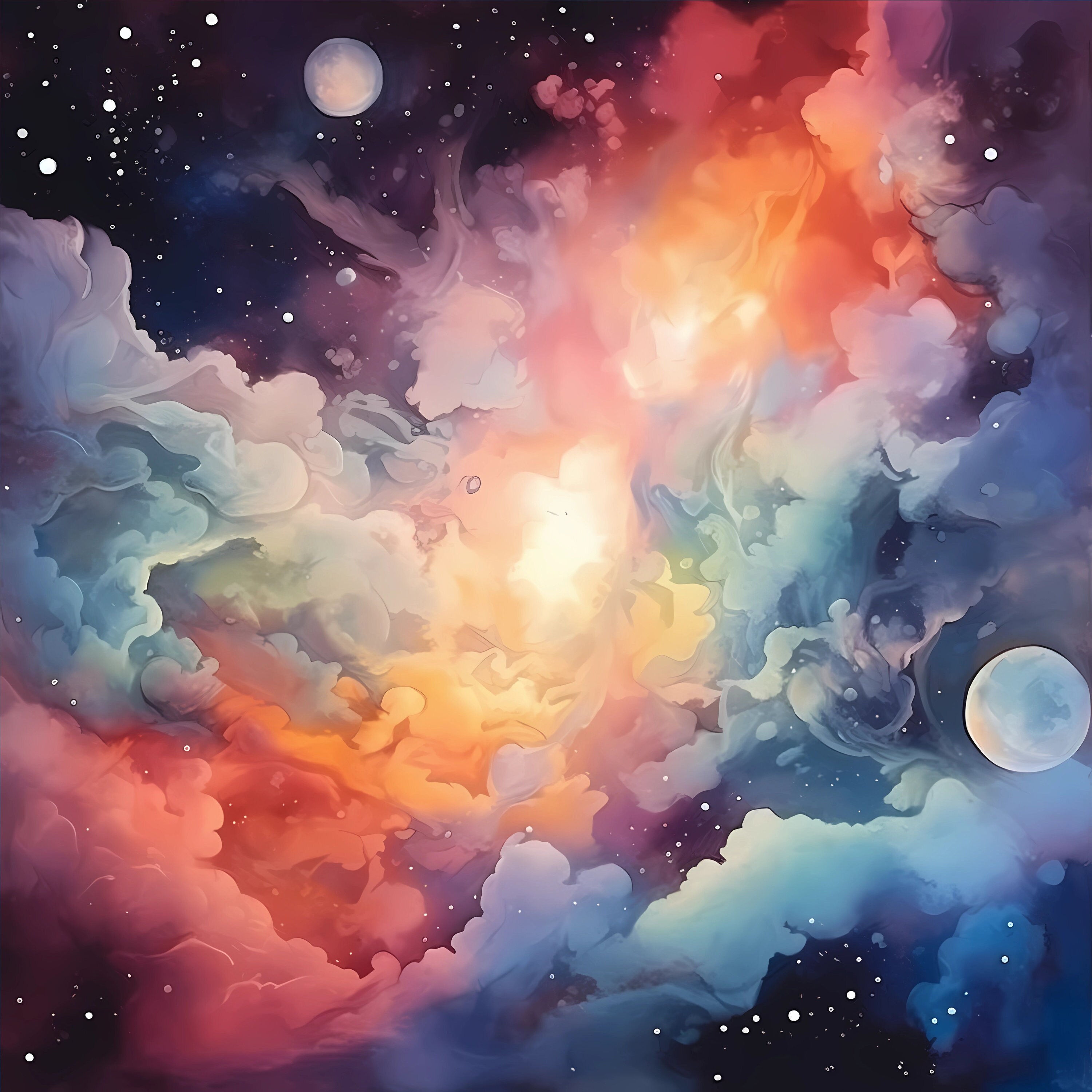 Celestial Watercolor 10 Pack Patterns, Digital Paper, Space ...