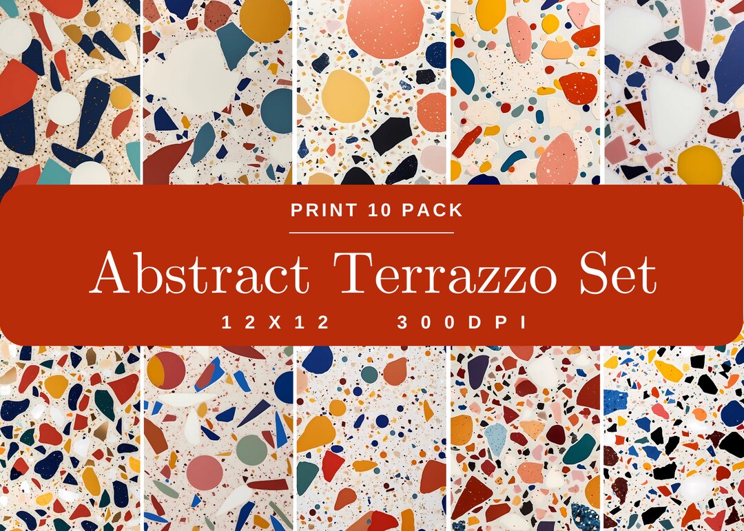 Abstract Terrazzo 10 Pack Patterns, Digital Paper, Mosaic Scrapbooking ...