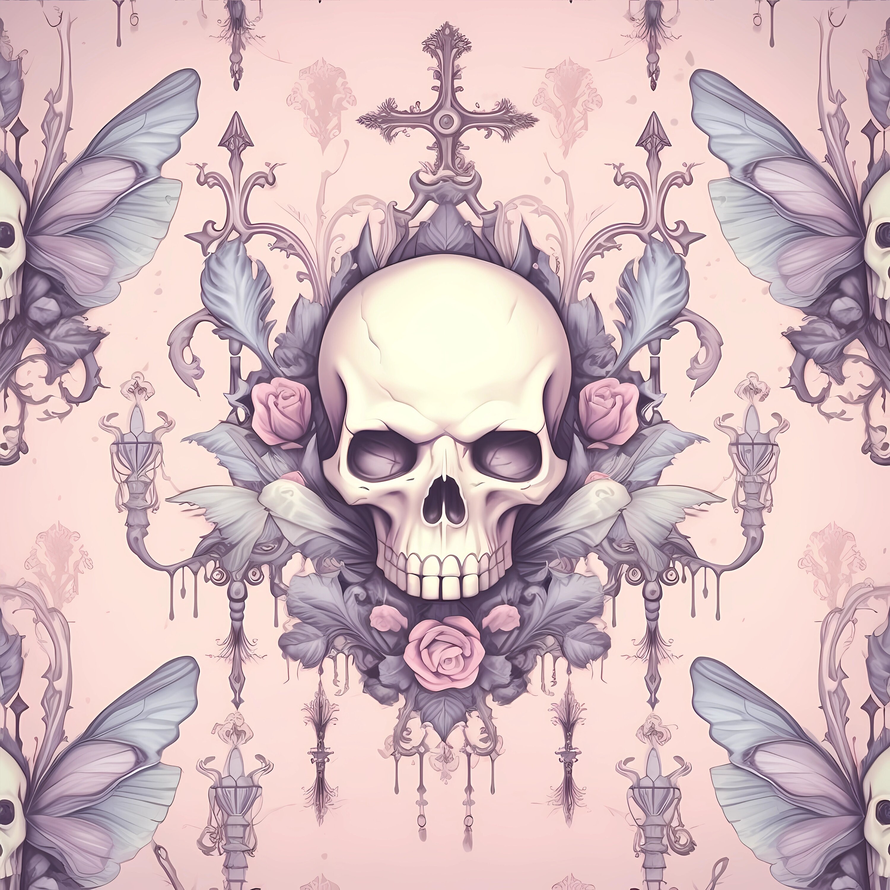 Pastel Goth 18 Pack Patterns, Digital Paper, Dark Scrapbooking, Skull ...