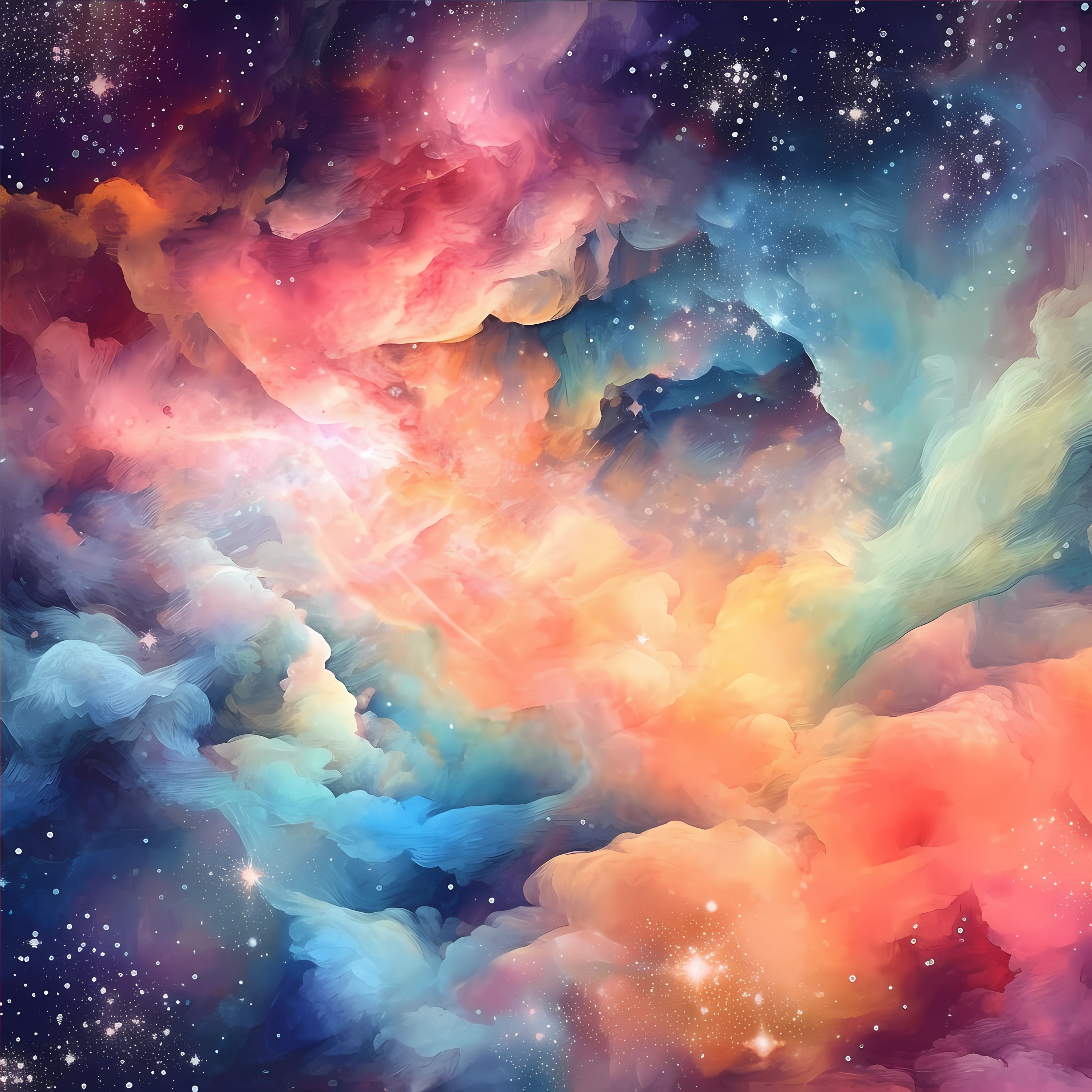 Celestial Watercolor 10 Pack Patterns, Digital Paper, Space ...