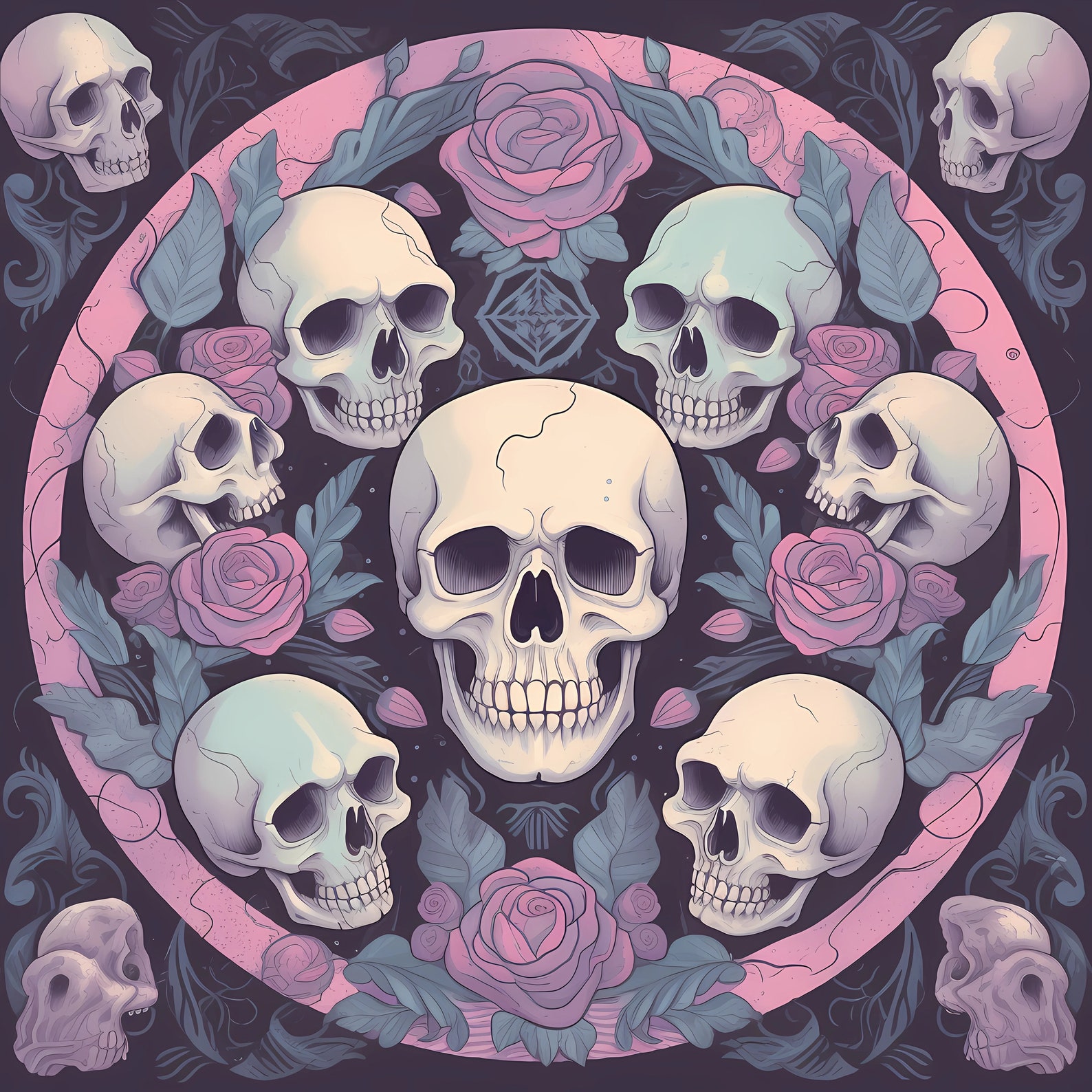 Pastel Goth 18 Pack Patterns, Digital Paper, Dark Scrapbooking, Skull ...