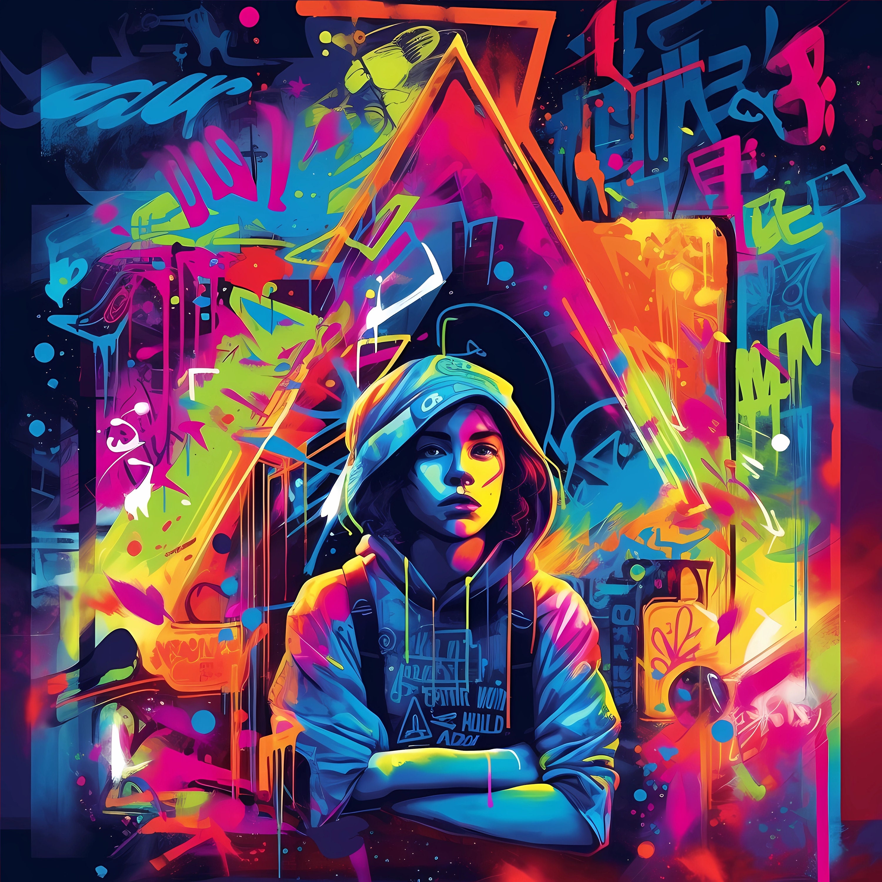 Neon Graffiti 10 Pack Patterns, Digital Paper, Vibrant Scrapbooking ...