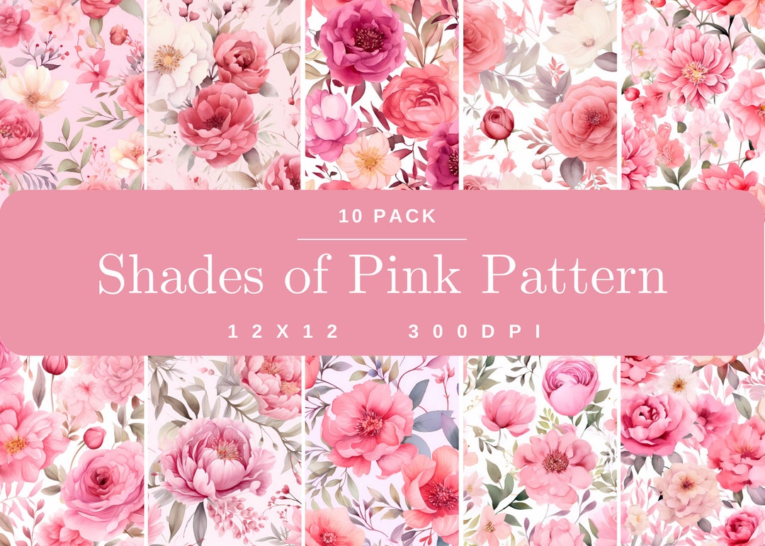 Pastel Pink Watercolor Flowers 10 Pack Patterns, Digital Paper ...