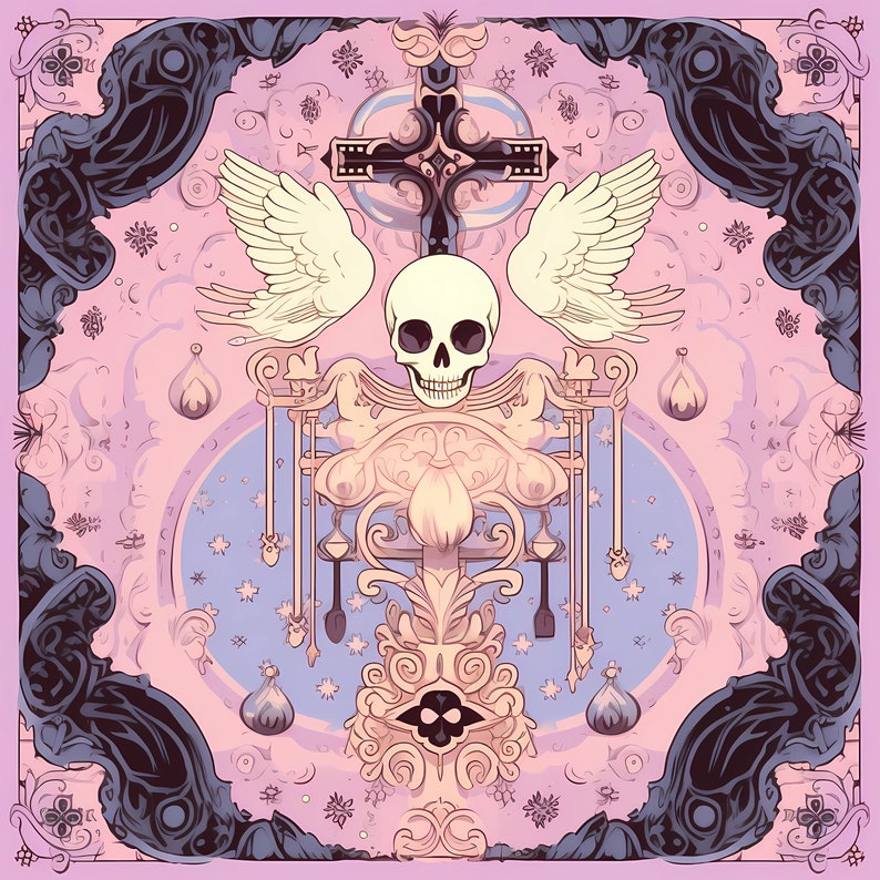 Pastel Goth 18 Pack Patterns, Digital Paper, Dark Scrapbooking, Skull ...