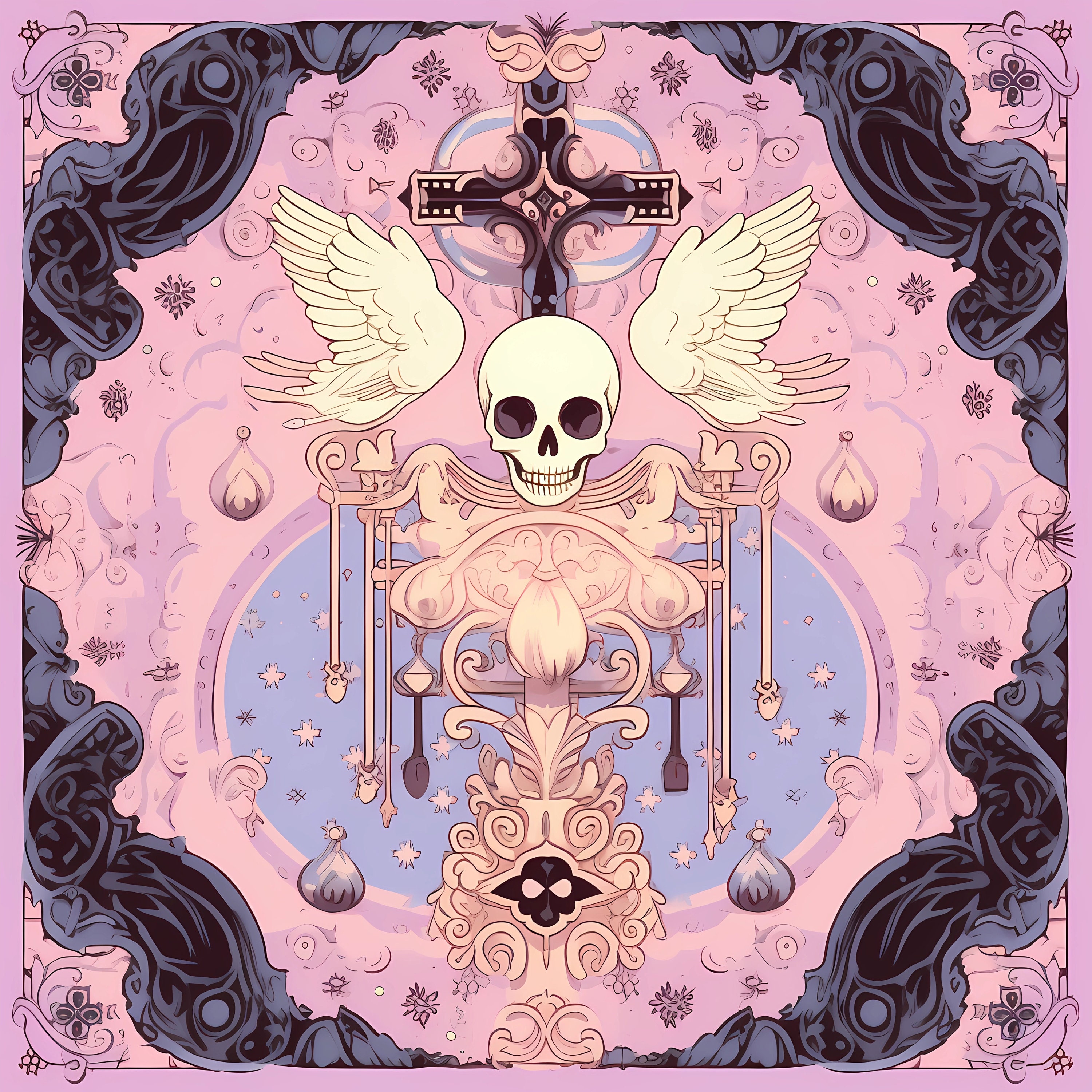 Pastel Goth 18 Pack Patterns, Digital Paper, Dark Scrapbooking, Skull Background, Art, Beautiful ...