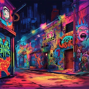 Neon Graffiti 10 Pack Patterns, Digital Paper, Vibrant Scrapbooking ...