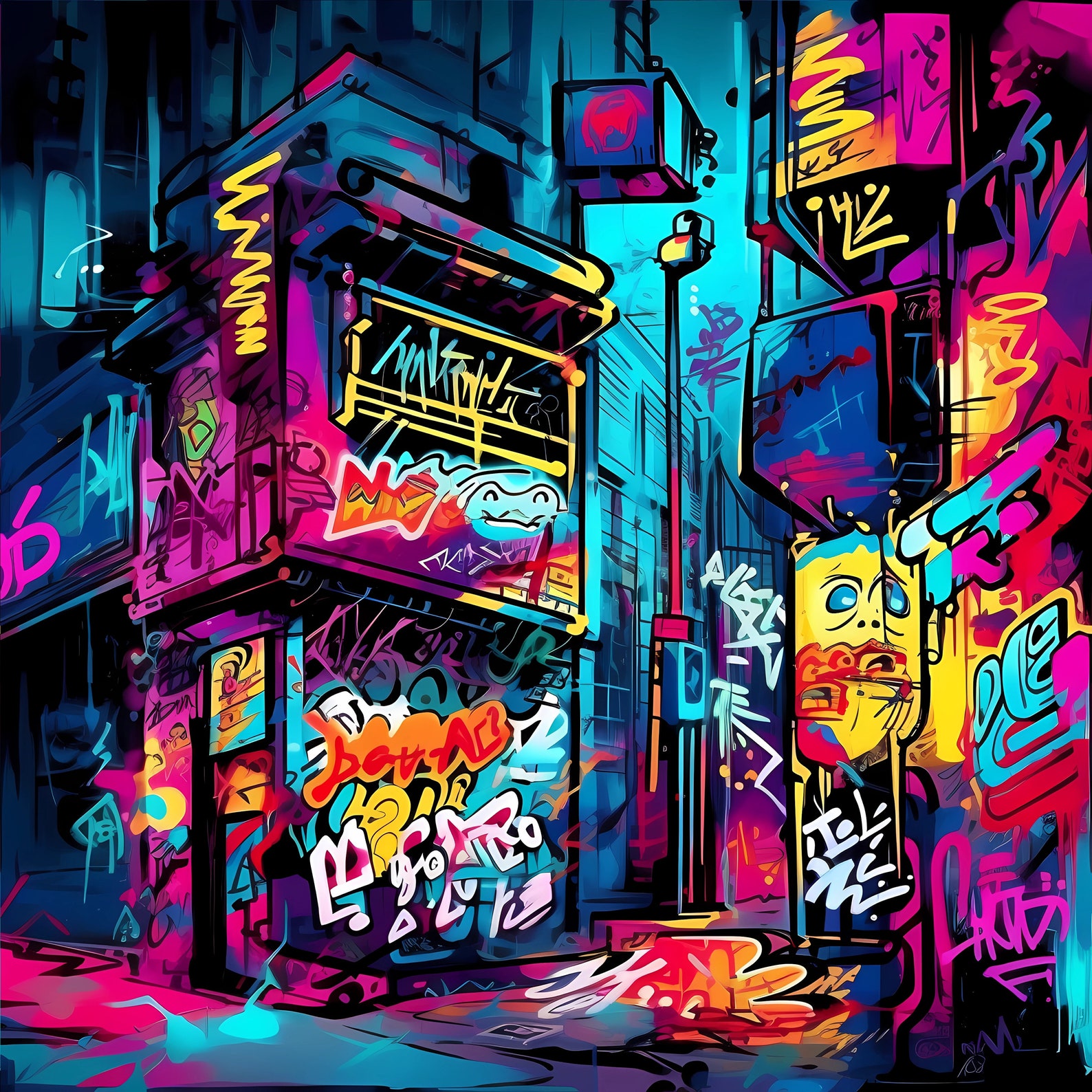 Neon Graffiti 10 Pack Patterns, Digital Paper, Vibrant Scrapbooking ...