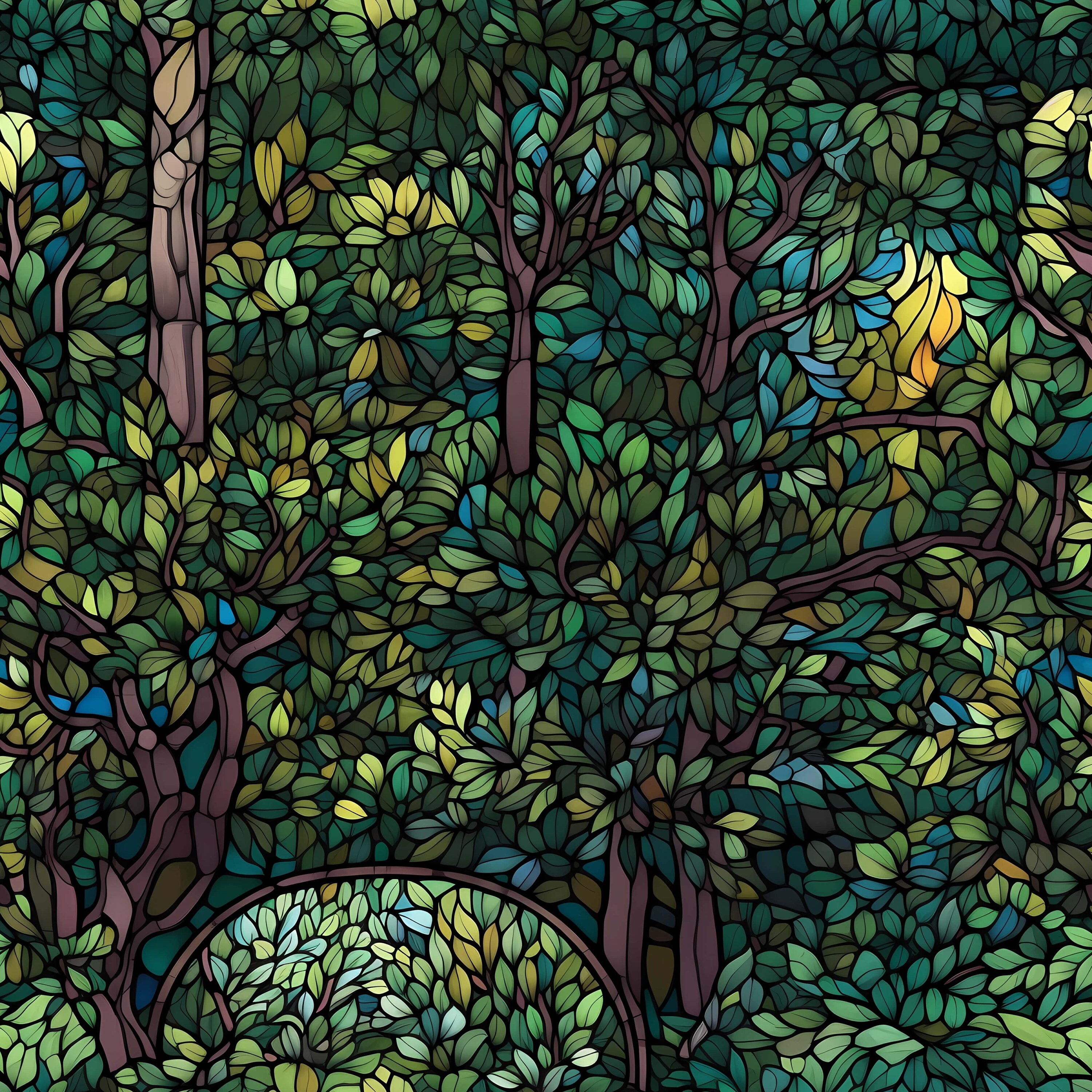 Forest Stained Glass 10 Pack Patterns, Digital Paper, Floral ...