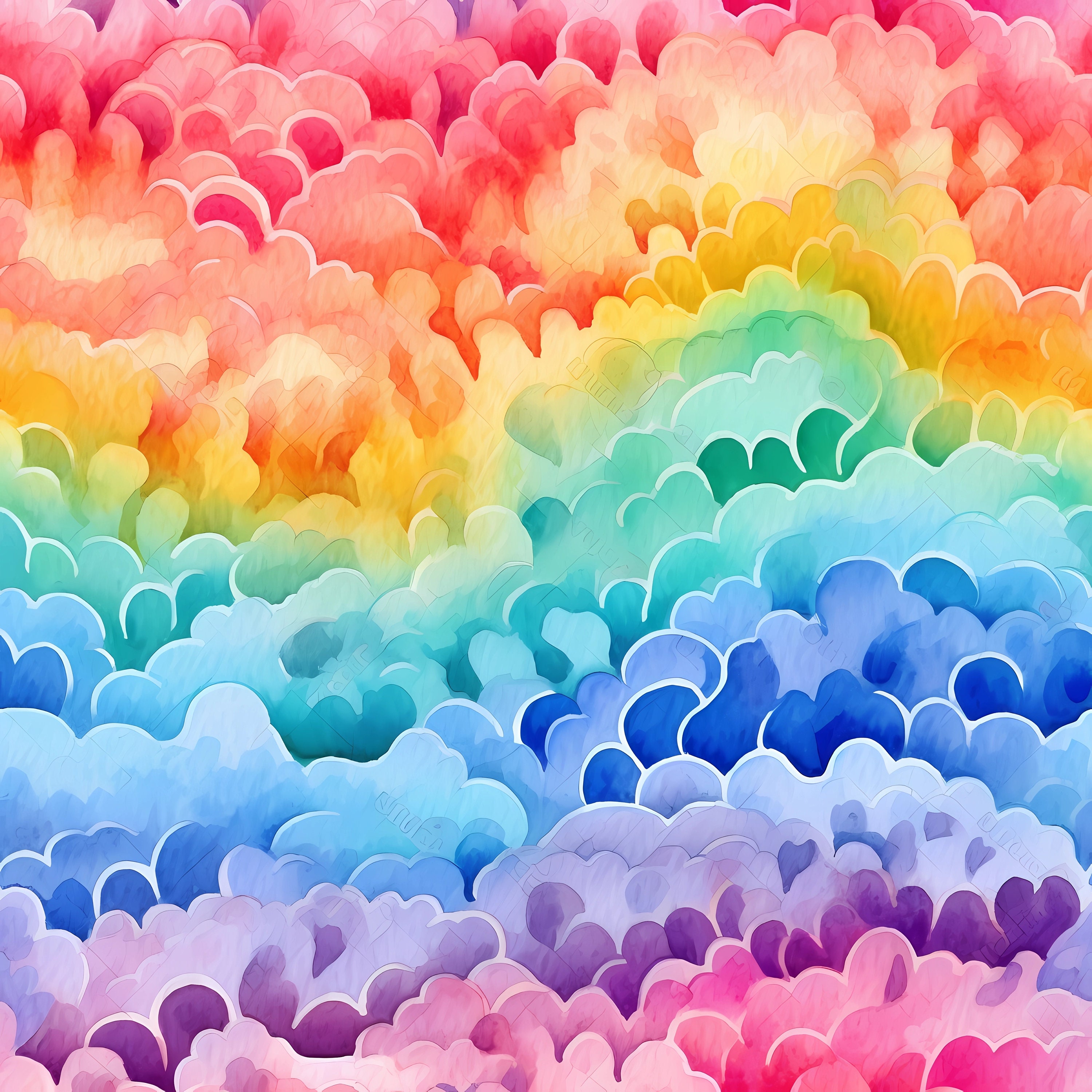 Rainbow Watercolor Gradient 12 Pack Patterns, Digital Paper, Seamless ...
