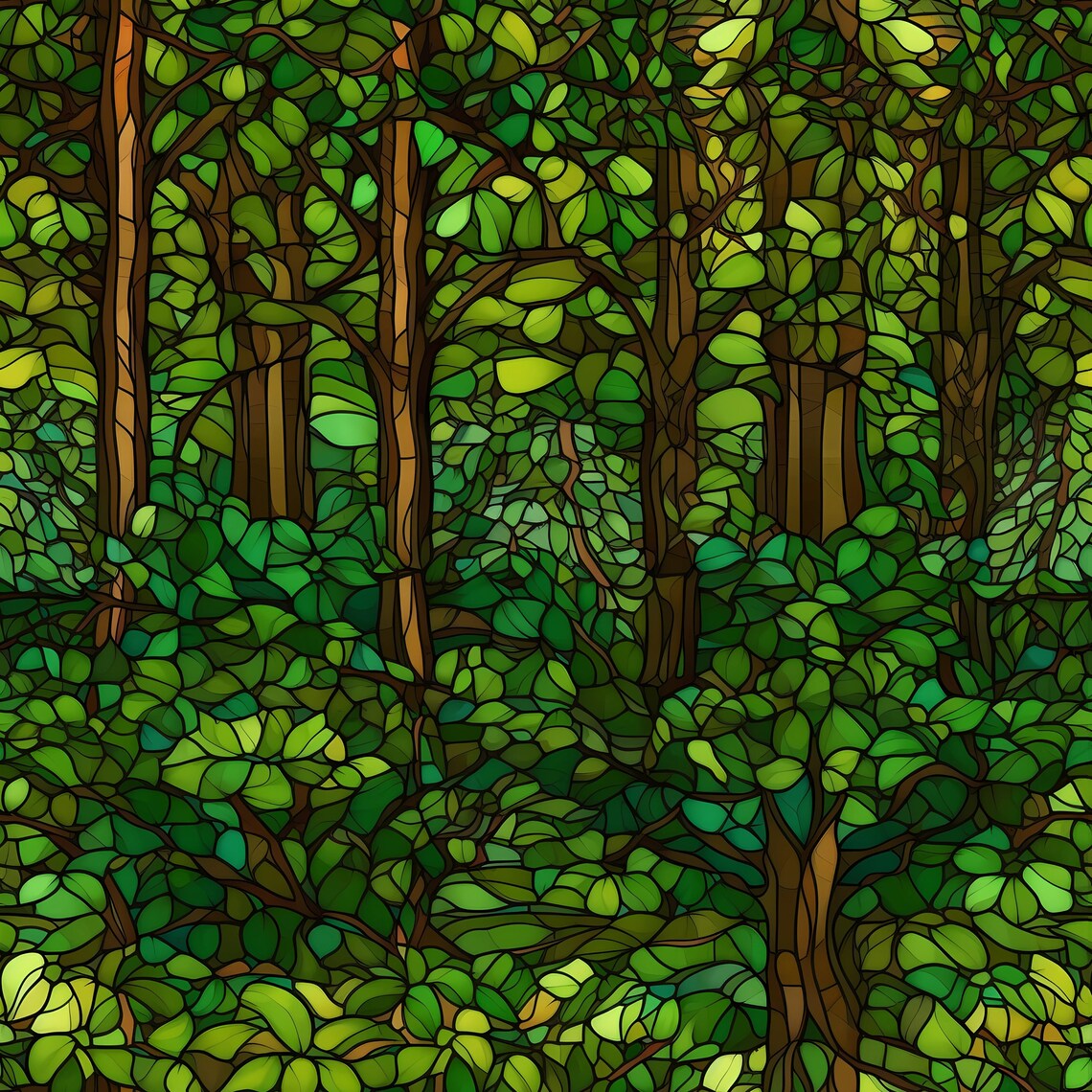 Forest Stained Glass 10 Pack Patterns, Digital Paper, Floral ...