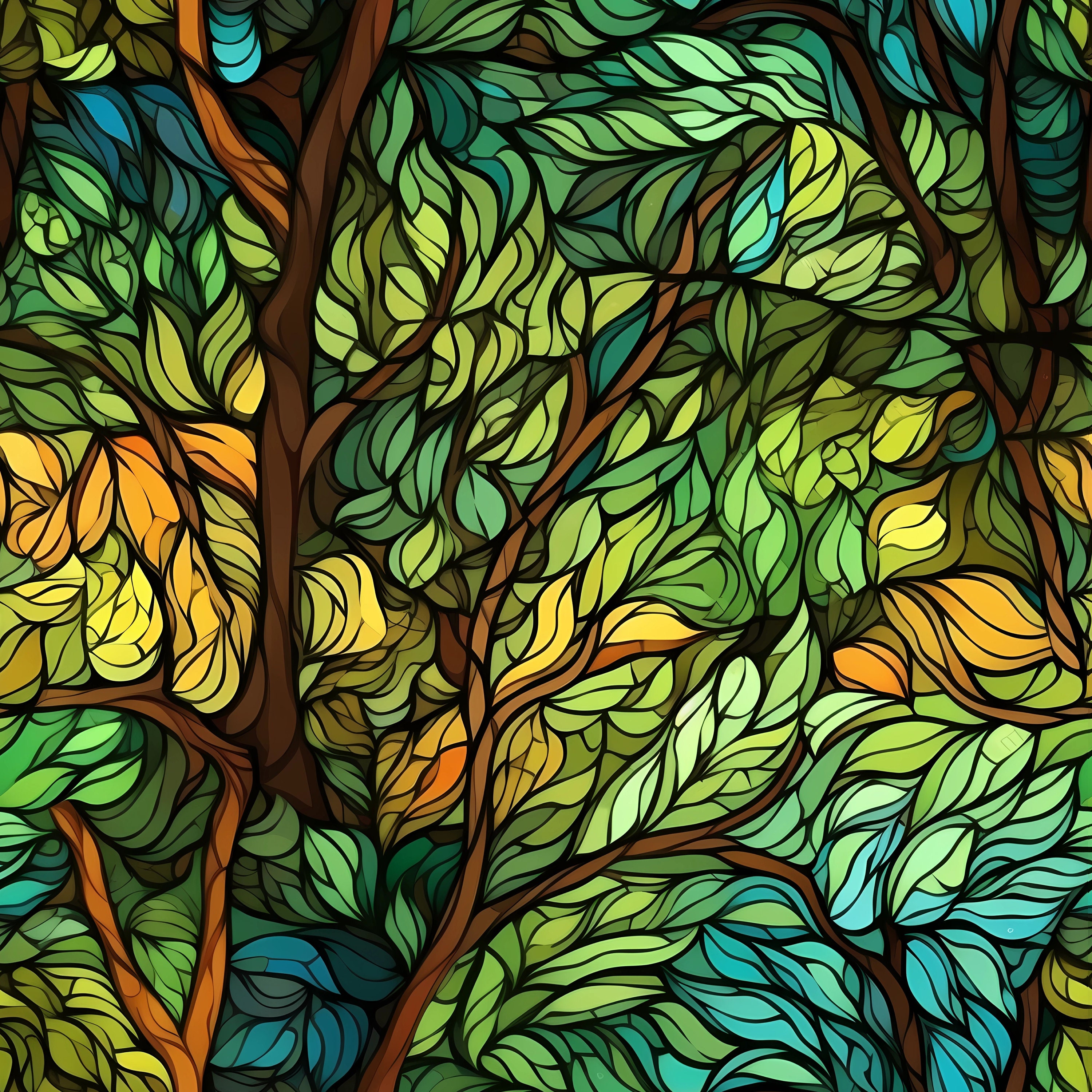 Forest Stained Glass 10 Pack Patterns, Digital Paper, Floral ...