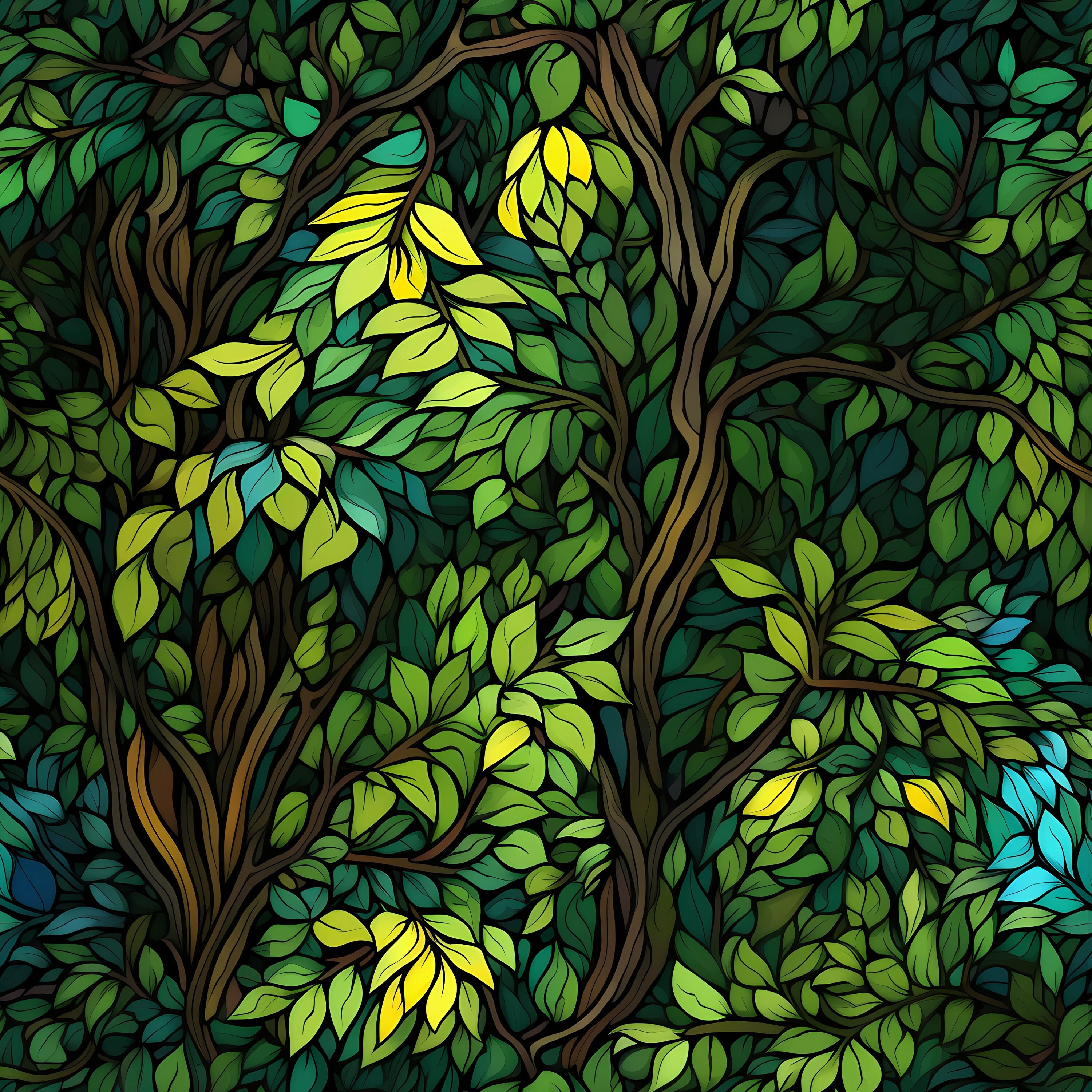 Forest Stained Glass 10 Pack Patterns, Digital Paper, Floral ...