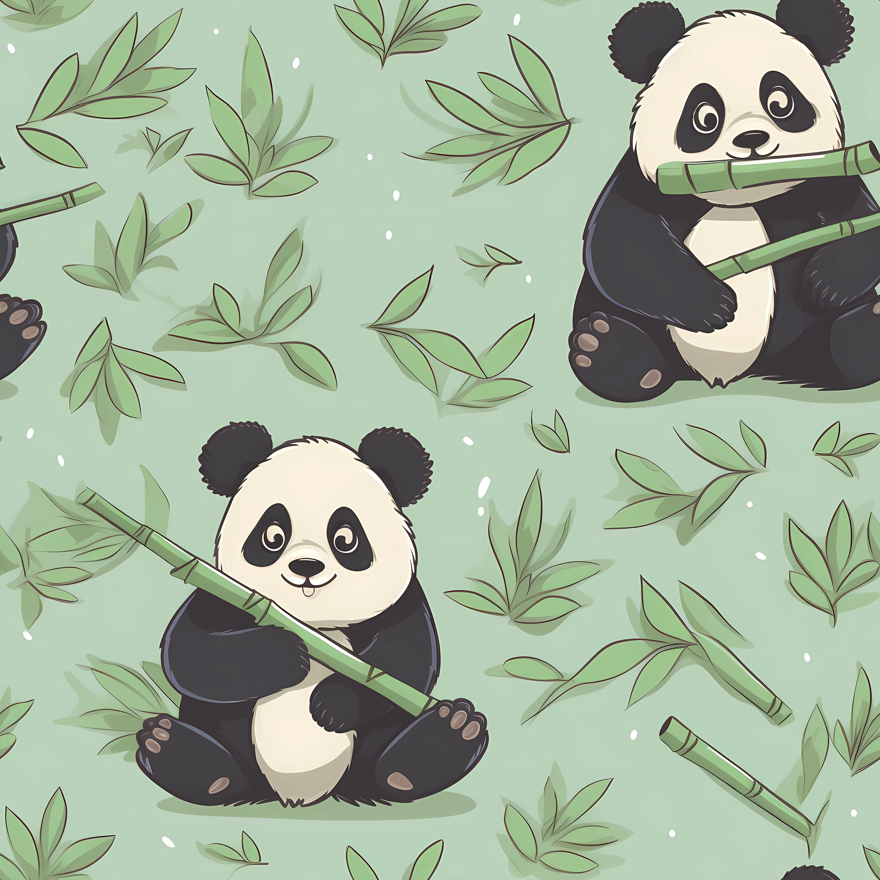 Cartoon Panda Seamless 10 Pack Patterns, Digital Paper, Seamless ...