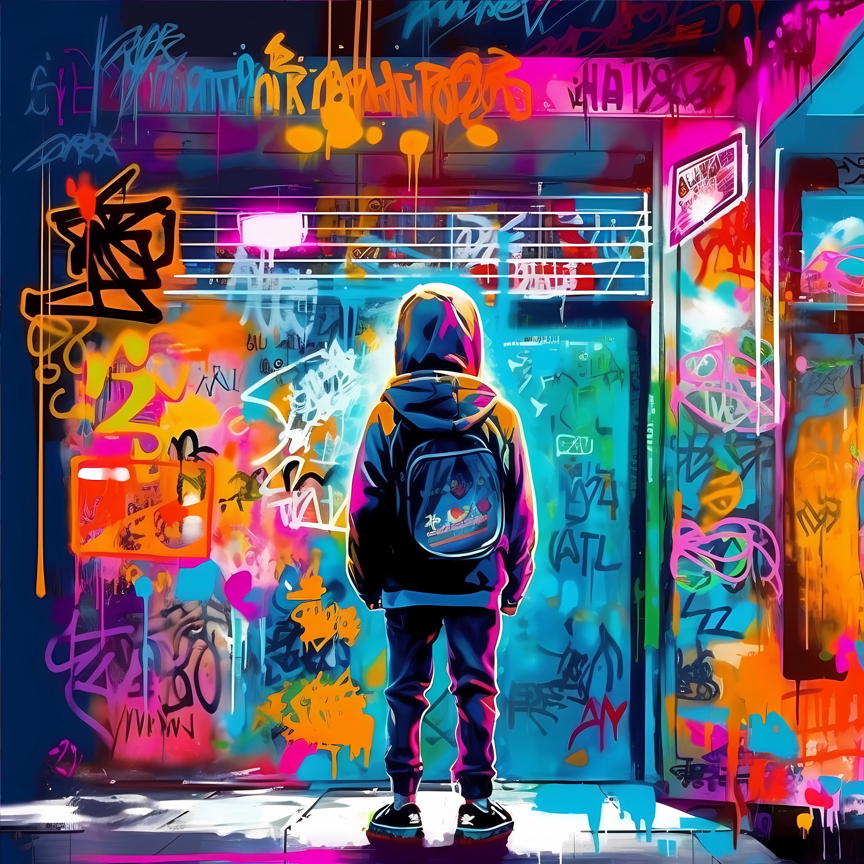 Neon Graffiti 10 Pack Patterns, Digital Paper, Vibrant Scrapbooking ...