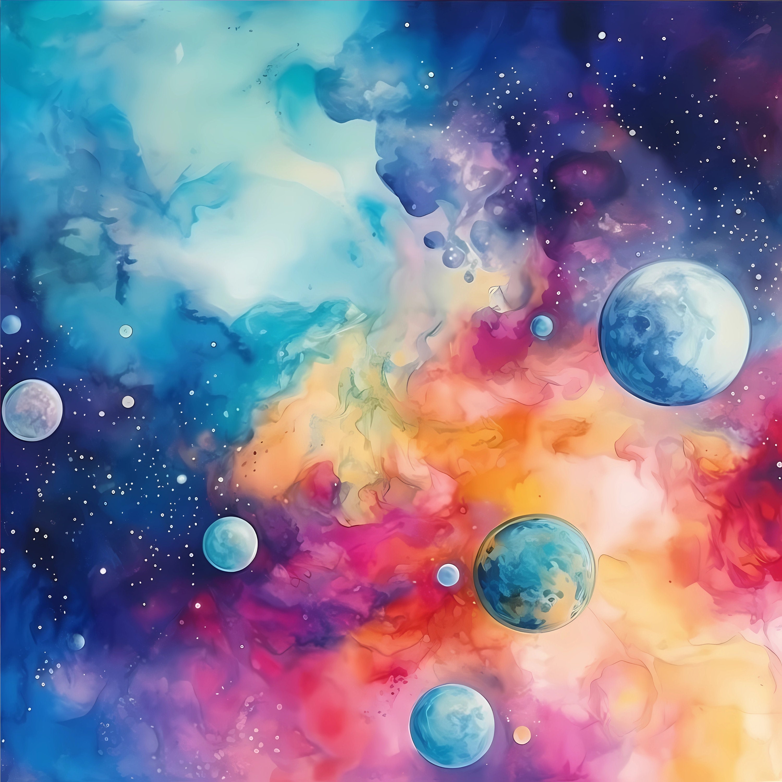 Celestial Watercolor 10 Pack Patterns, Digital Paper, Space ...