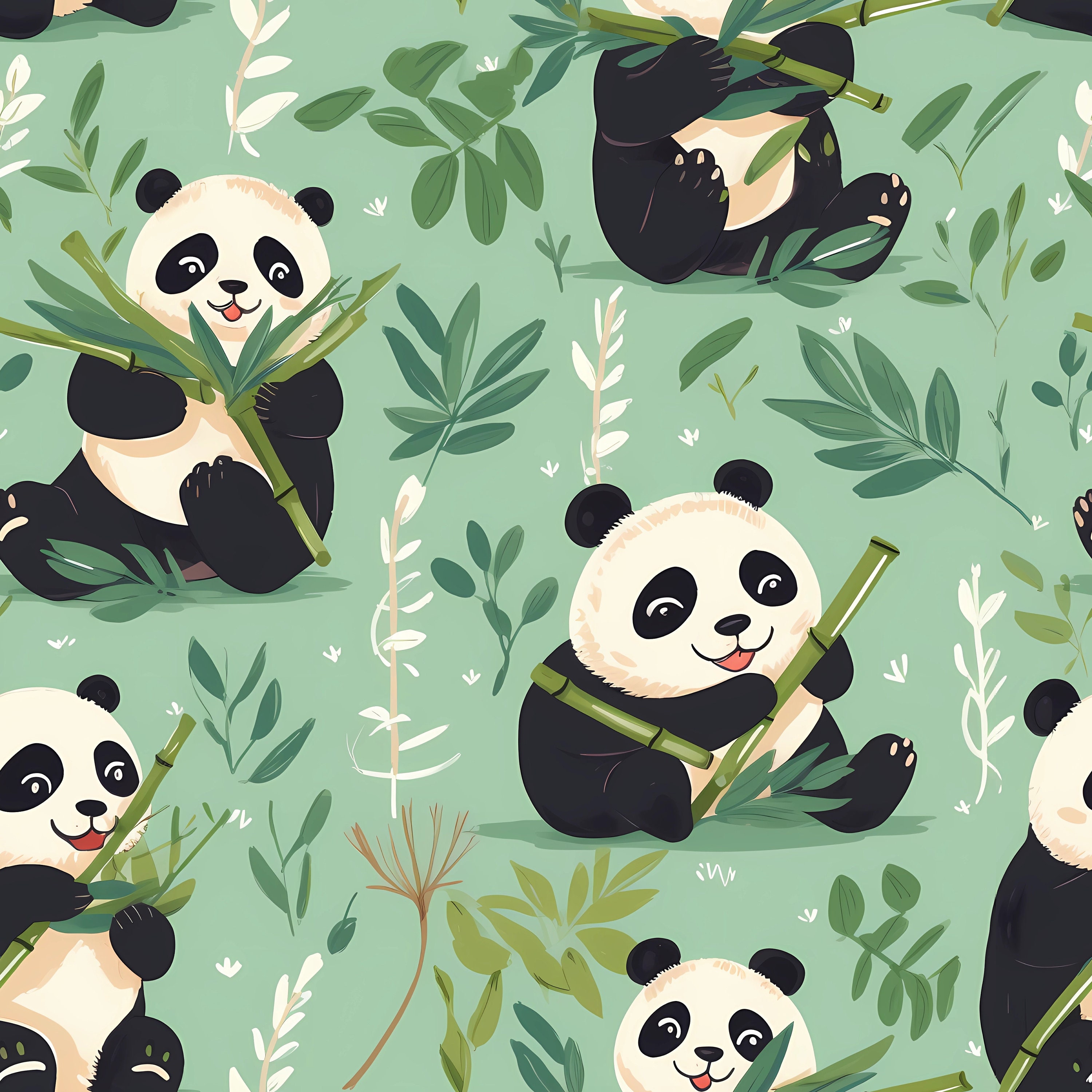 Cartoon Panda Seamless 10 Pack Patterns, Digital Paper, Seamless ...