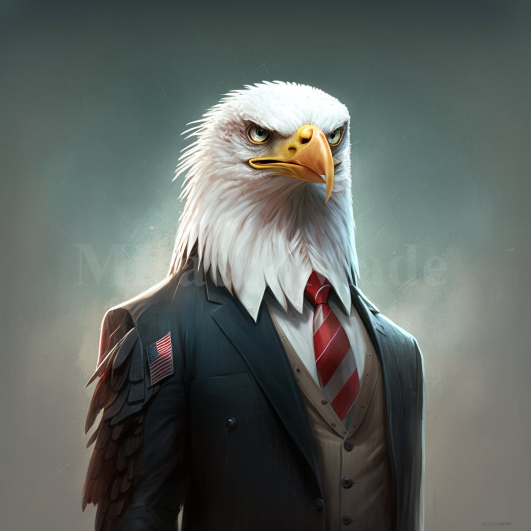 Bald Eagle in Navy Blue Suit Winged Arm - Etsy