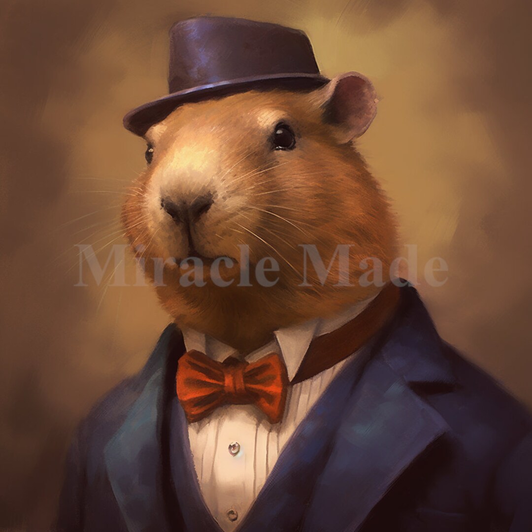 Capybara in Blue Suit and Red Bow Tie - Etsy