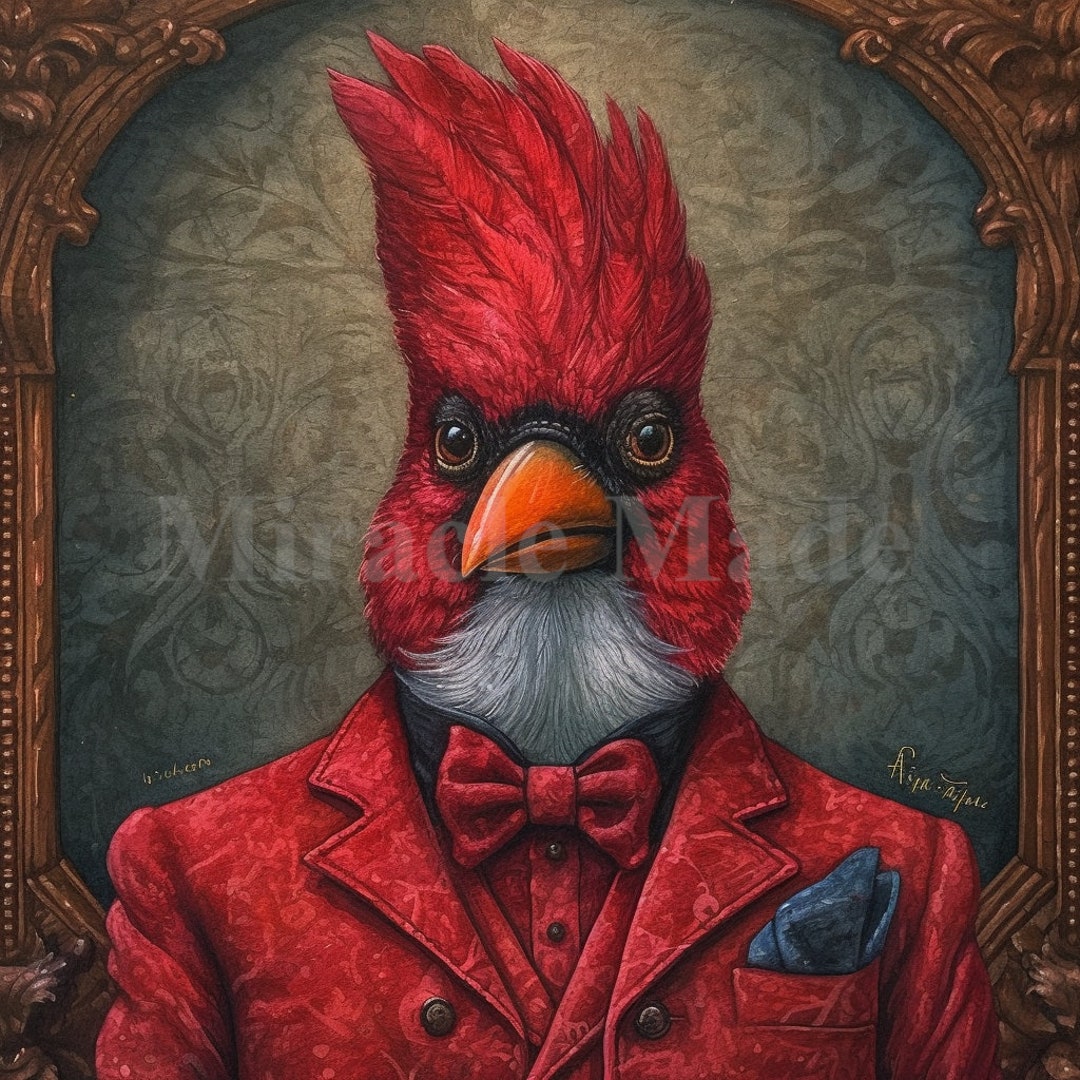 Cardinal in Red Suit and Red Bow Tie - Etsy