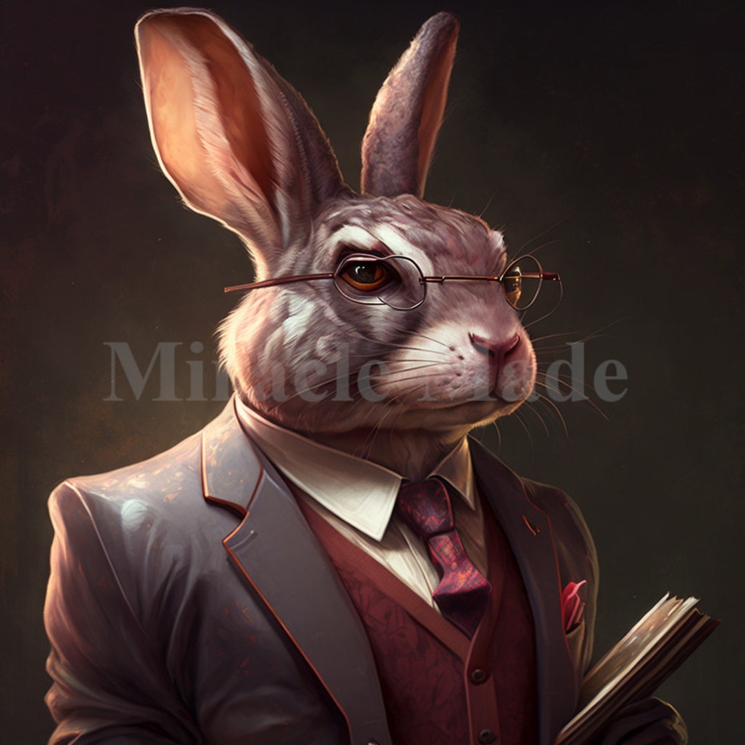 Professor Rabbit in Suit Holding Book - Etsy