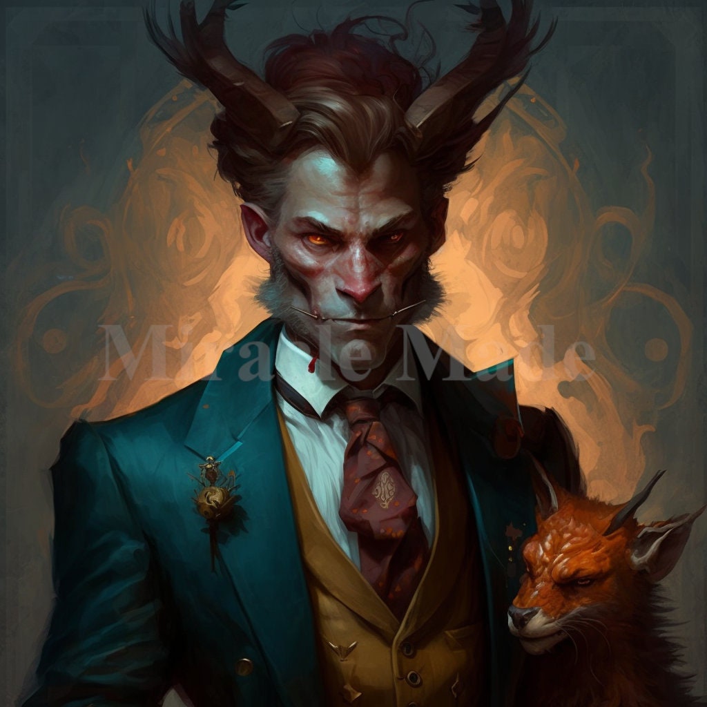 Dark Evil Faun in Suit With Pet - Etsy Australia