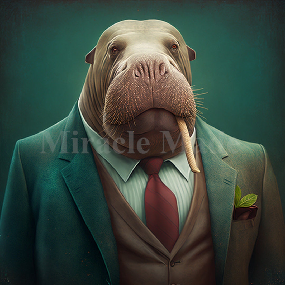 Professional Walrus With a Single Tusk in Suit - Etsy